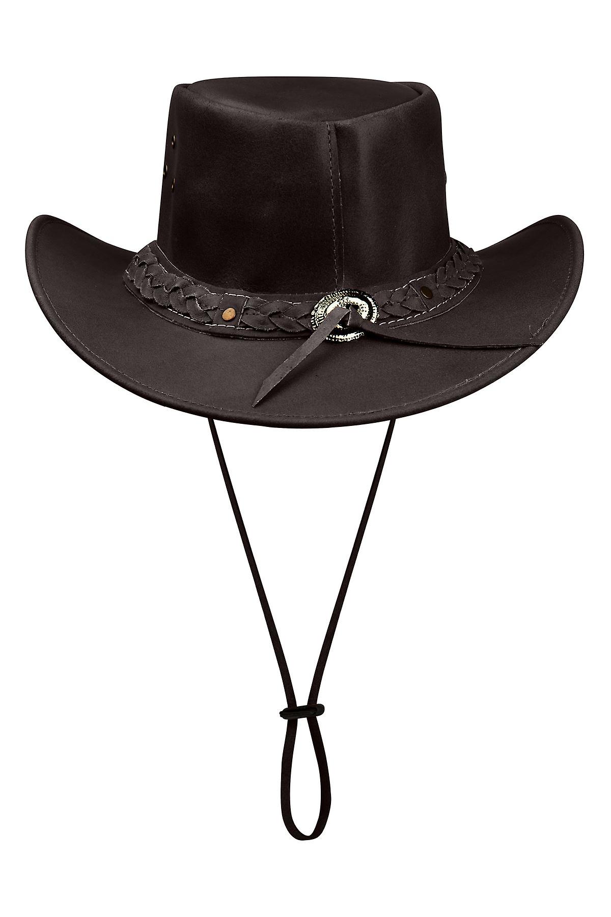 Australian Unisex Western Cowboy Hat Real Leather Outback Riding Outlaw ...