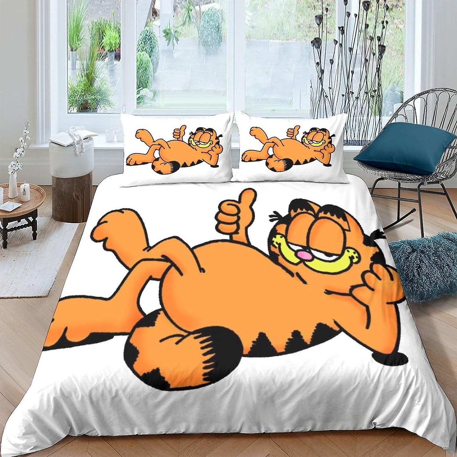 HOUKIG Garfield Duvet Cover Set Bedding Set Ultra Soft Reversible Anime ...