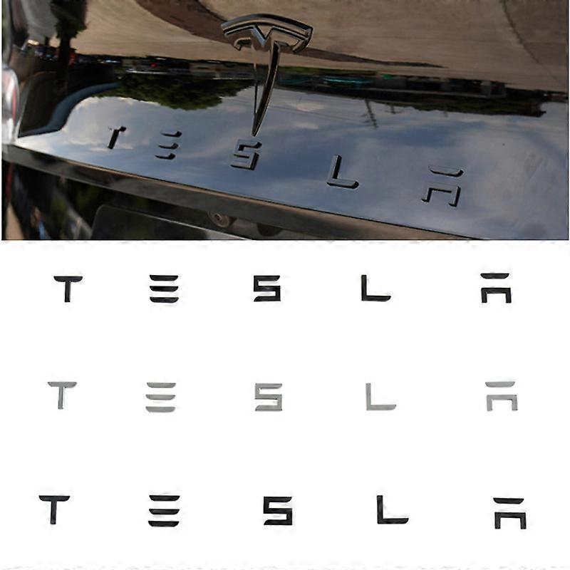 ABS Car Front Hood Emblem Sticker Decoration for Tesla Letters Model 3 ...