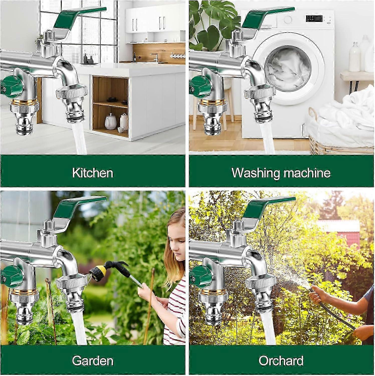 Double Garden Faucet, brass exterior faucet, faucet with double 3/4 ...