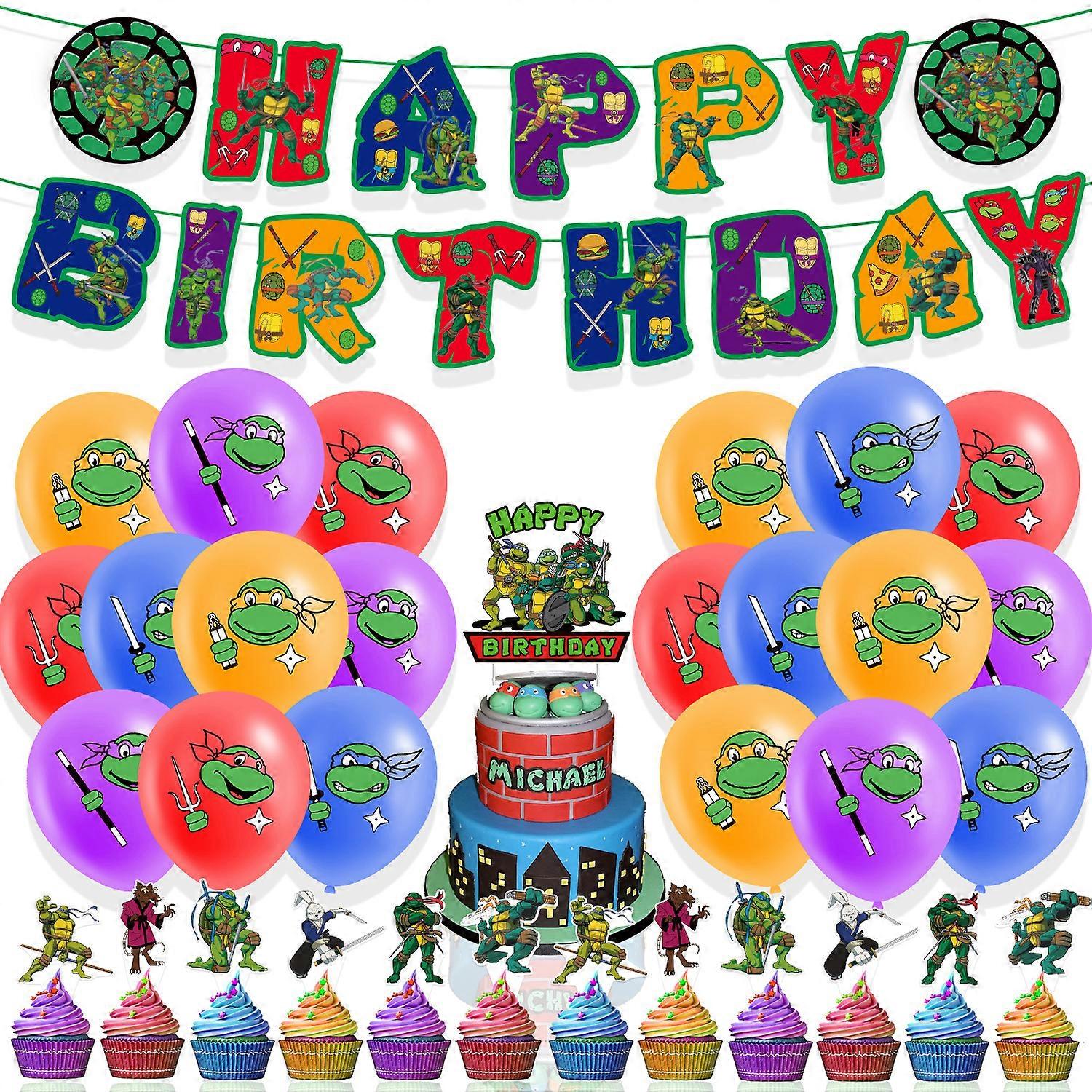 Ninja Turtles themed birthday party decoration Ninja Turtles flag cake ...