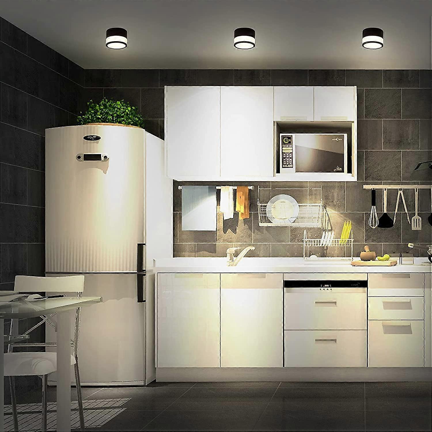 Temgin LED Ceiling Light Spot 12W 3000K Round Black Warm White Ceiling ...