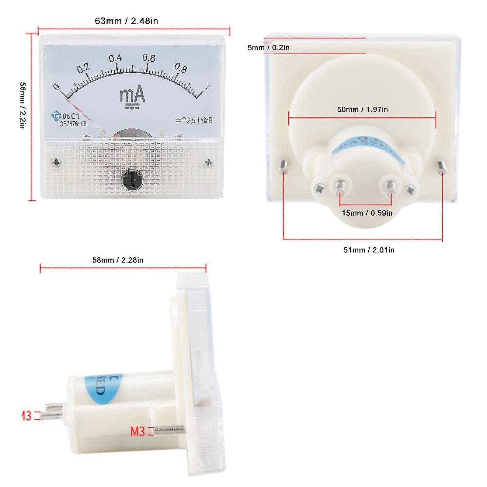 85C1 DC 0~1MA Pointer DC Ammeter Current Measuring Meter Pointer DC ...