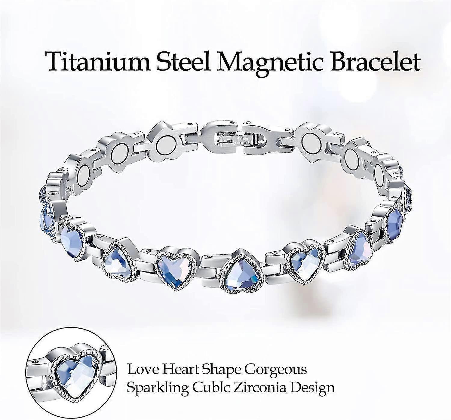 Titanium Steel Magnetic Wristbands With Gorgeous Sparkling Love Heart ...