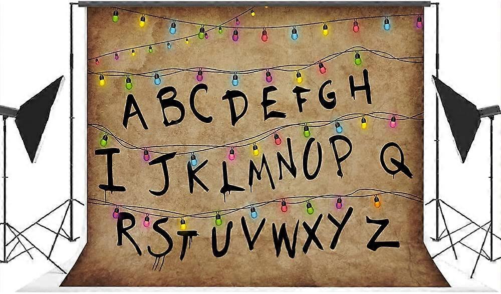 Stranger Photography Backdrop Rustic Alphabet Colorful Lights ...