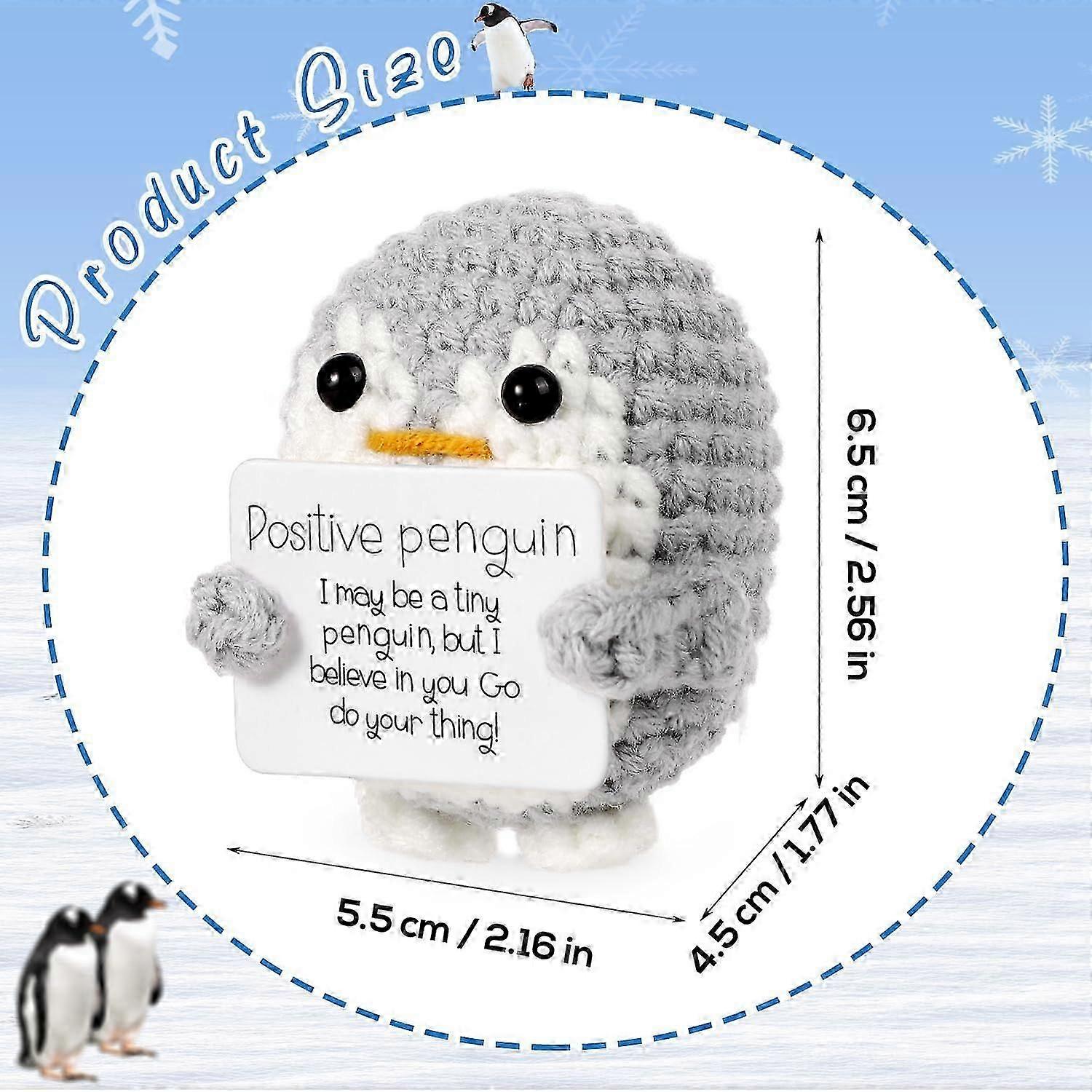 Mini Funny Positive Penguin, Knitted Toy with Positive Card Emotional ...