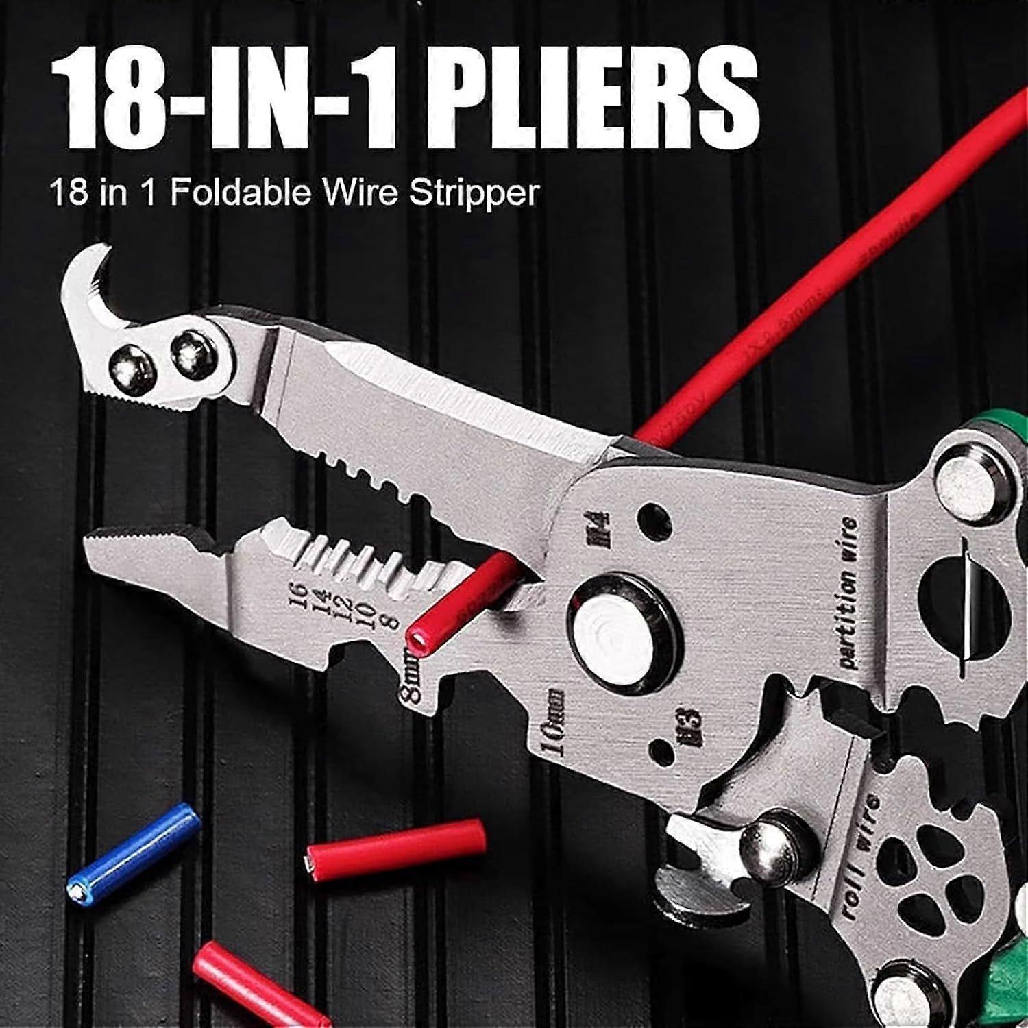 18-in-1 Multi-function Foldable Wire Stripper, Wire Stripper Tool ...