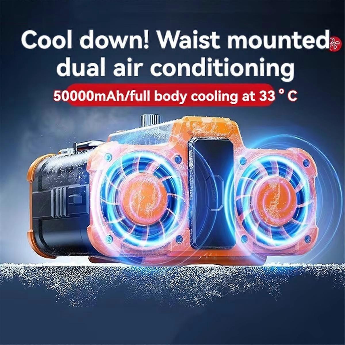 10000mAh Waist Mounted Fan with Dual Air Vents, Detachable Battery ...