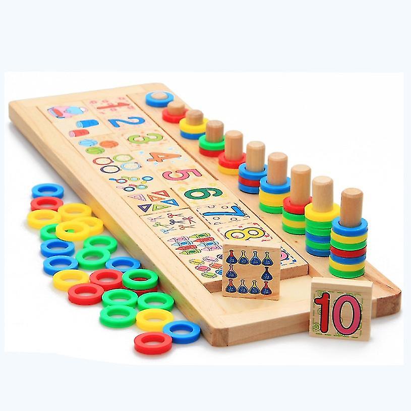 Wooden Children's Educational Toys, Math Games, Rainbow Circle Numbers ...