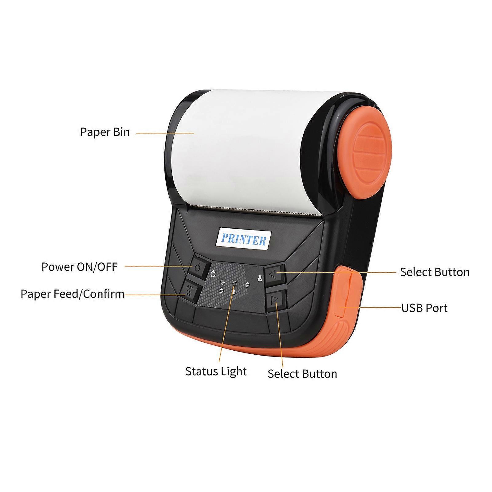 Portable 80mm Receipt Thermal Printer Wireless BT Mobile Bill Printer ...