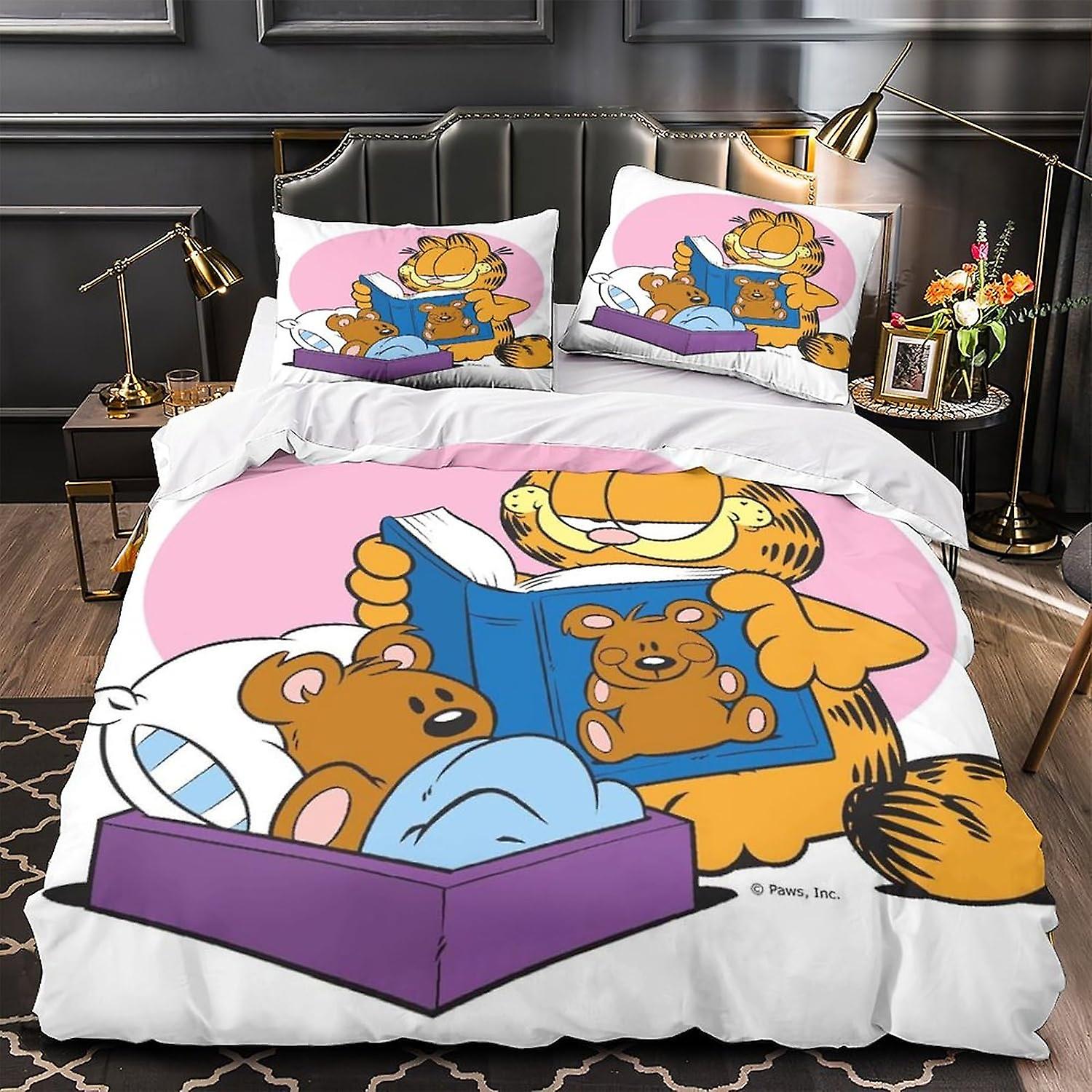 HOUKIG Garfield Duvet Cover Set Bedding Set Ultra Soft Reversible Anime ...