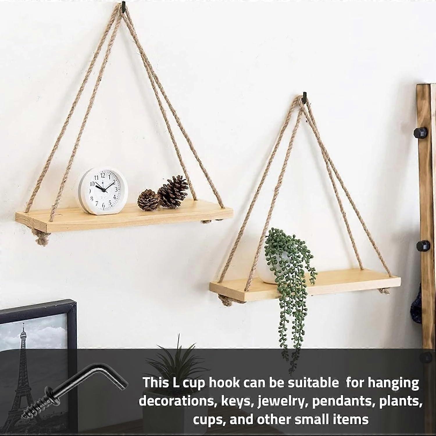 100 Pack 1/2" L Hooks, Black Screw in Hooks Small L Shaped Hooks Right ...