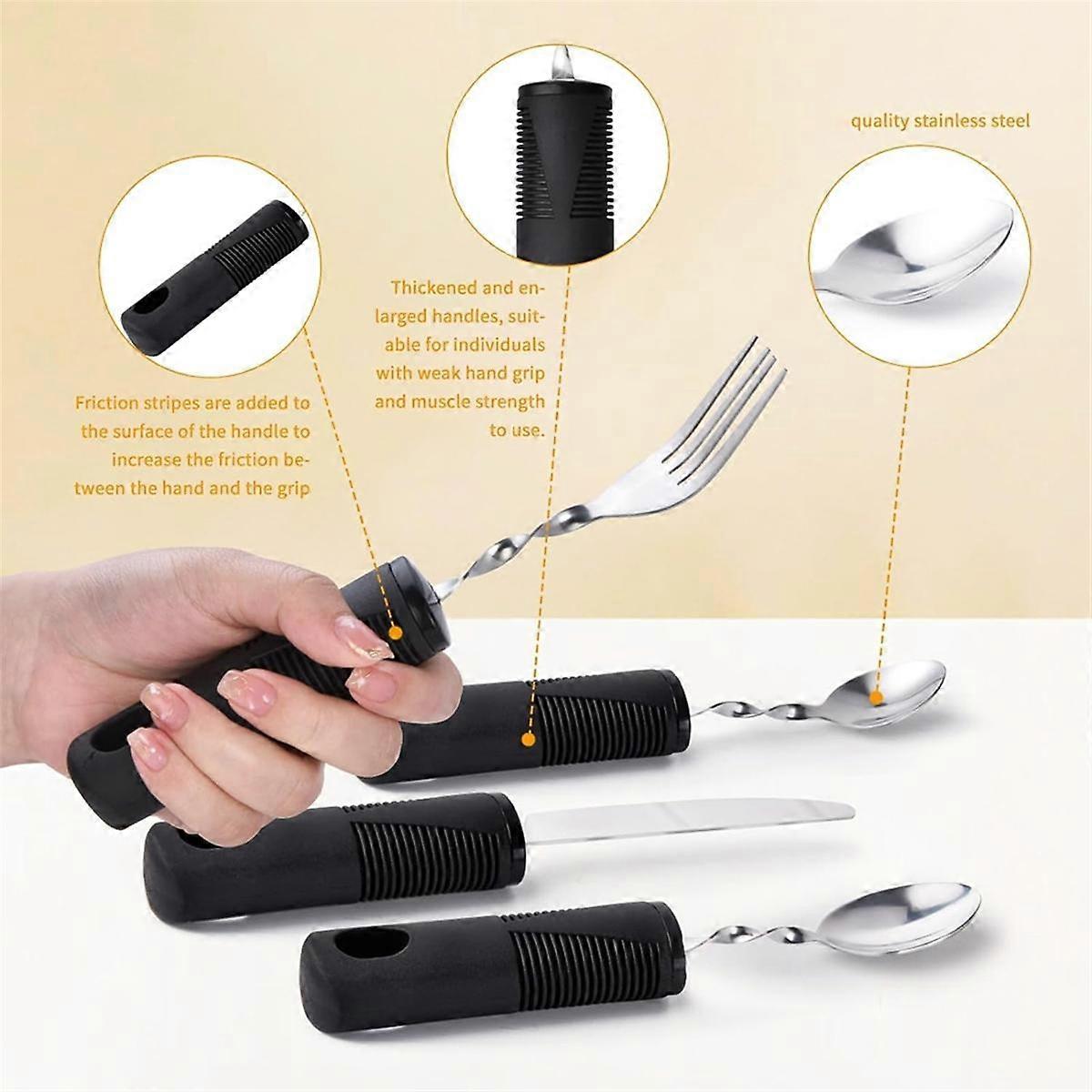 4pcs Bendable Cutlery Disabled Utensil Adult Weighted Utensils Elderly ...