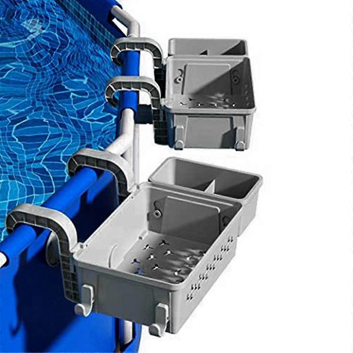 Poolside Storage Basket with Pool Cup Holder, Outdoor Pool Storage ...