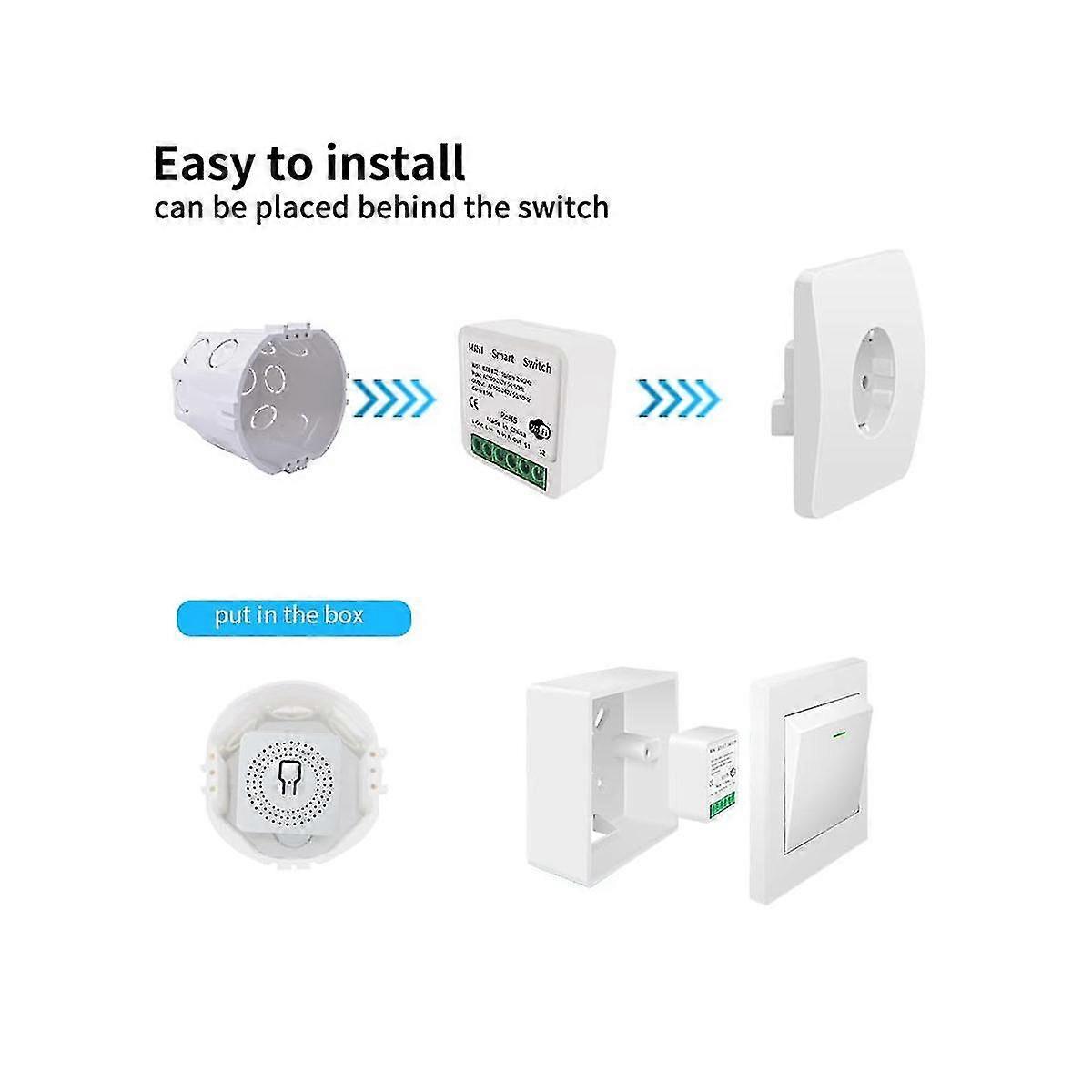 4 Pack Wifi Relay Switch, Wireless Light Switch Remote Control Voice ...