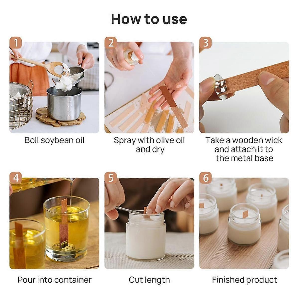 Wooden Candle Wicks,100 Wooden Wicks for Candle Making, Wooden Wicks ...