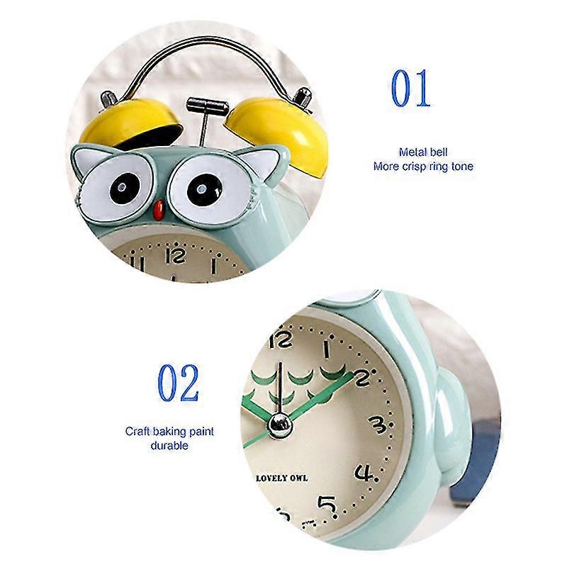Kids Alarm Clock Owl Loud Bell Analog Alarm Clock Silent Non-Ticking ...