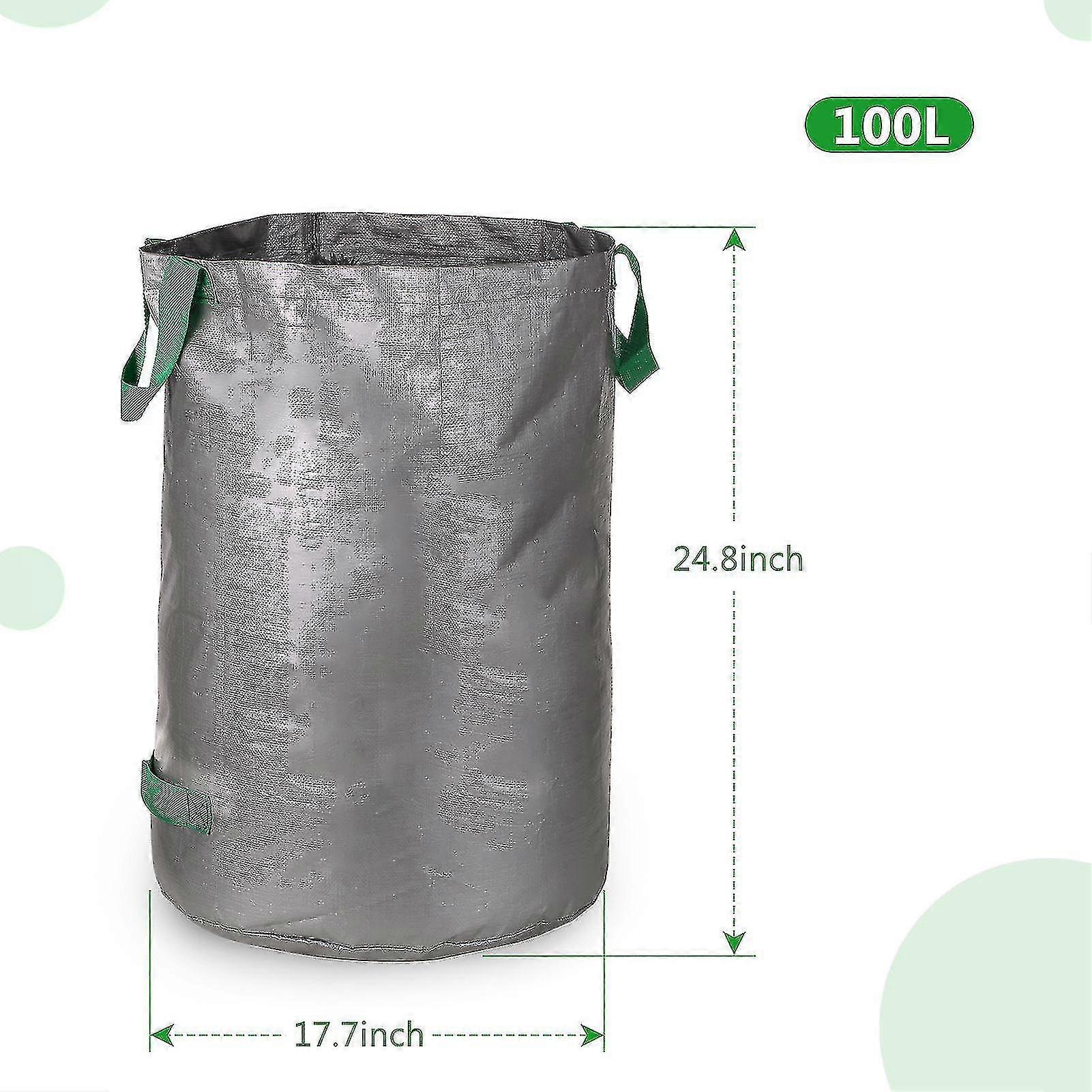 Silver 3pcs 3pcs 100l Reusable Garden Waste Bag For Yard Recyclable Standable Container Leaf ...