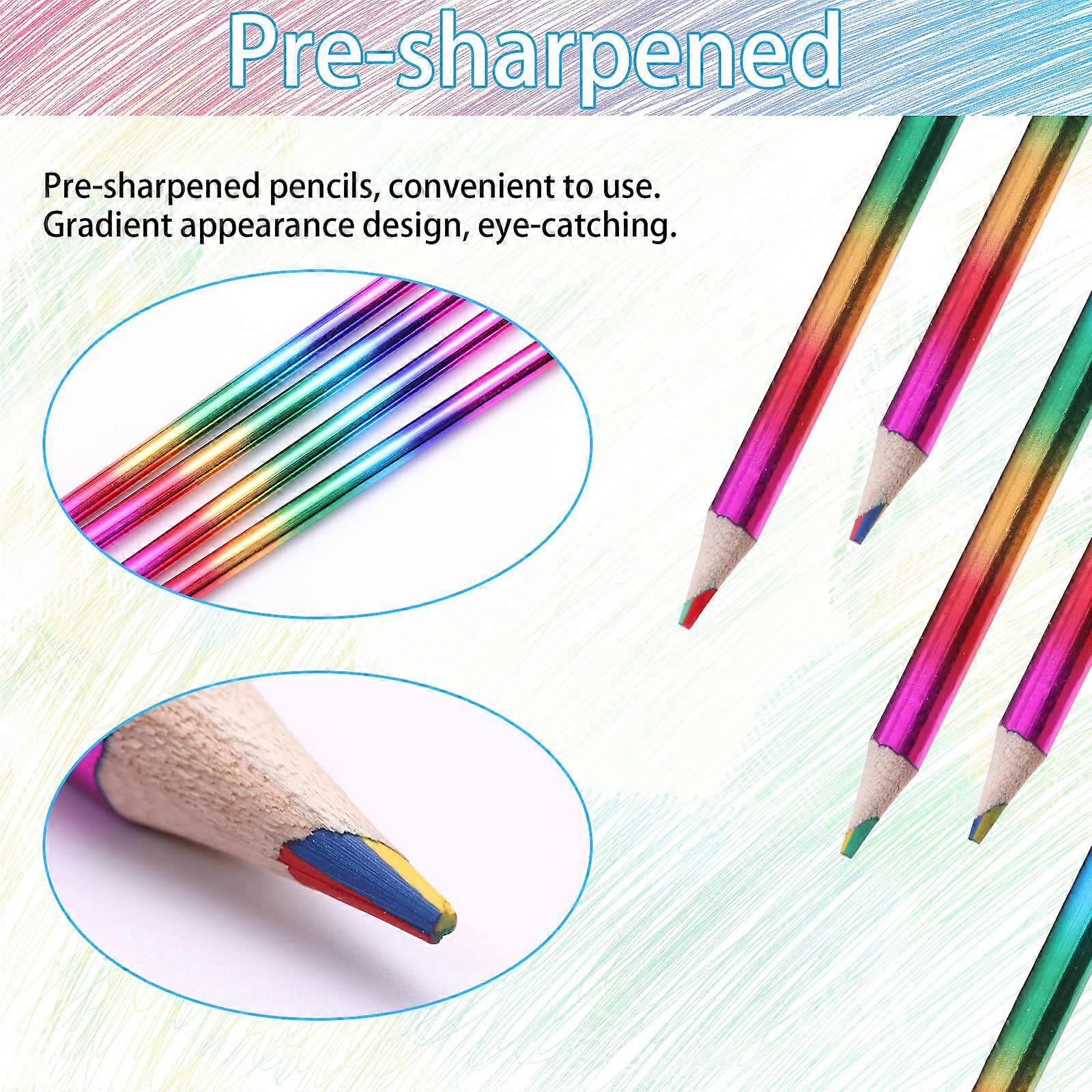 Rainbow Pencil, 30 Pieces Rainbow Pencils Children, 4 in 1 Rainbow ...