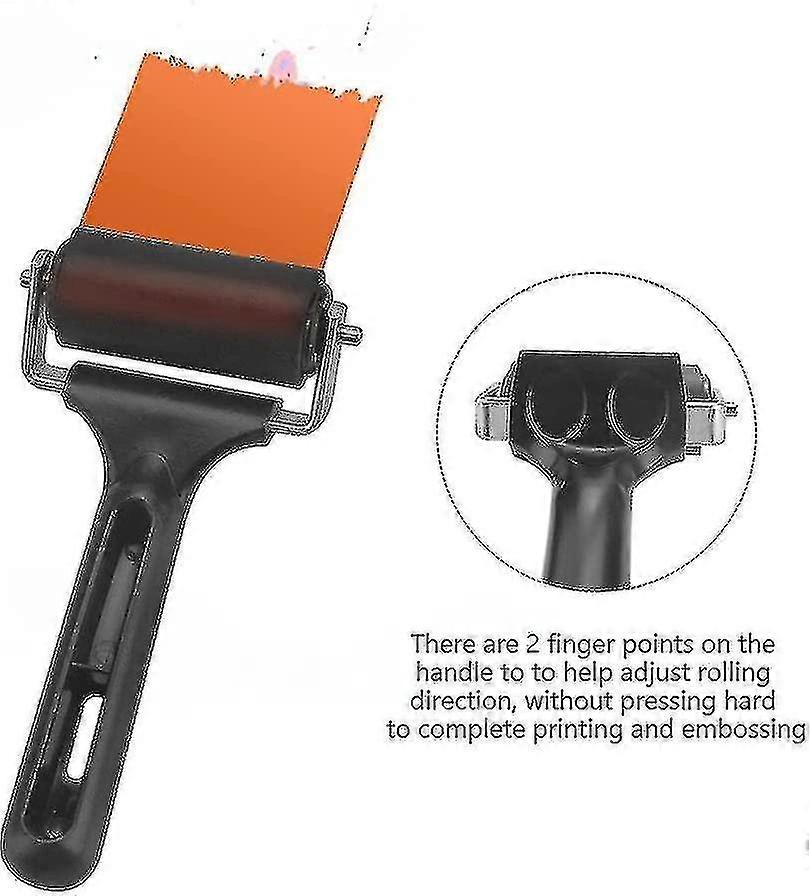 2 Pcs Rubber Roller Black Oil Roller With Handle Craft Rubber Roller ...