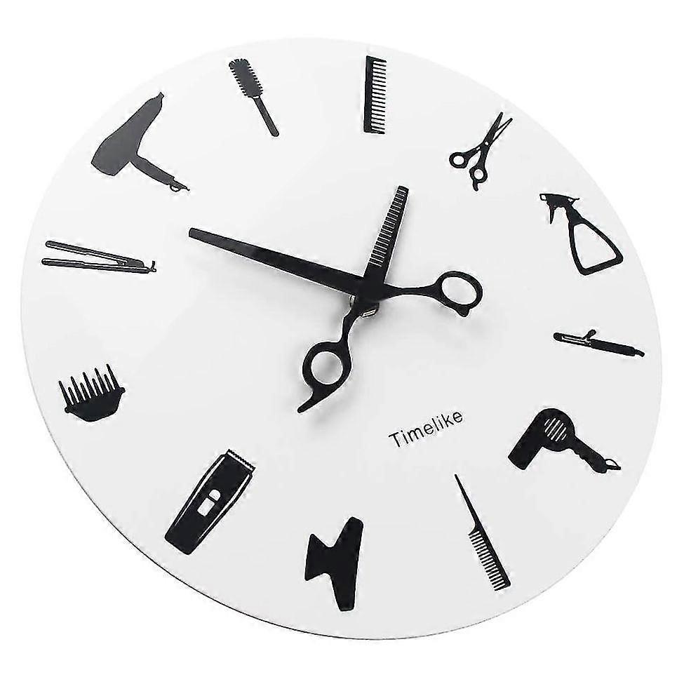 Stylist Tools Wall Clock - Modern 3D Quartz Non-Ticking Beauty Hair ...