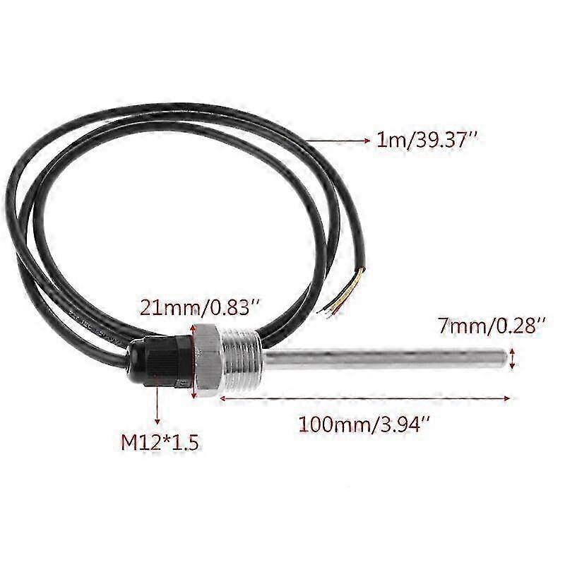 DS18B20 Digital Temperature Sensor G1/2 Thread Probe DIA=7mm 3-core ...