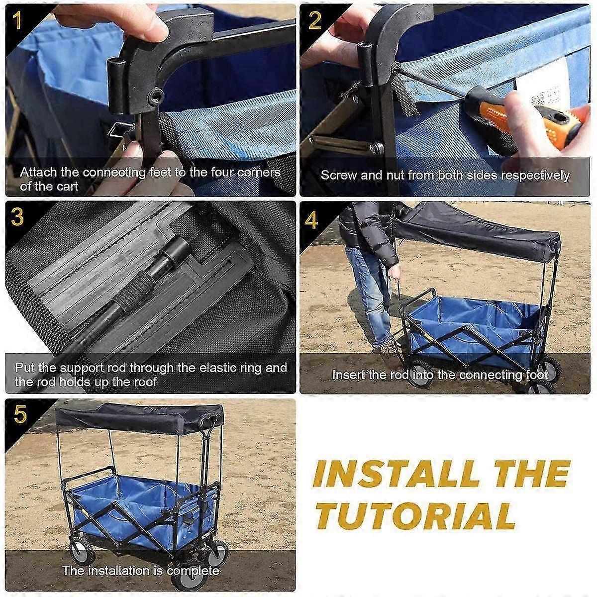 Awning Canopy for Garden Wagon Attachment Sun Shade Cover Trolley Cart ...