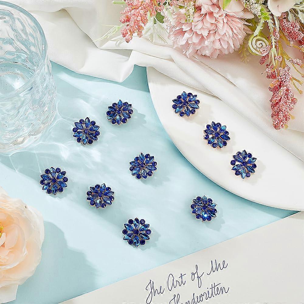 10PCS Rhinestone Shank Buttons Flower Pattern Rhinestone Buttons Alloy ...