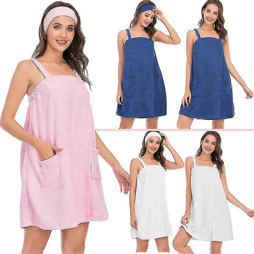 Women's Bath/shower Wrap Towel Dress With Straps Closure Lightweight ...