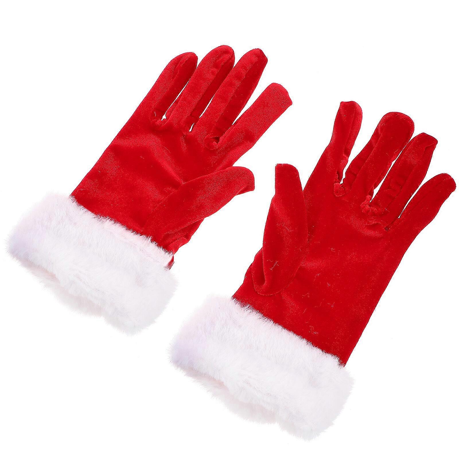 1 pair of Christmas Red Gloves Santa Claus Gloves Short Gloves ...