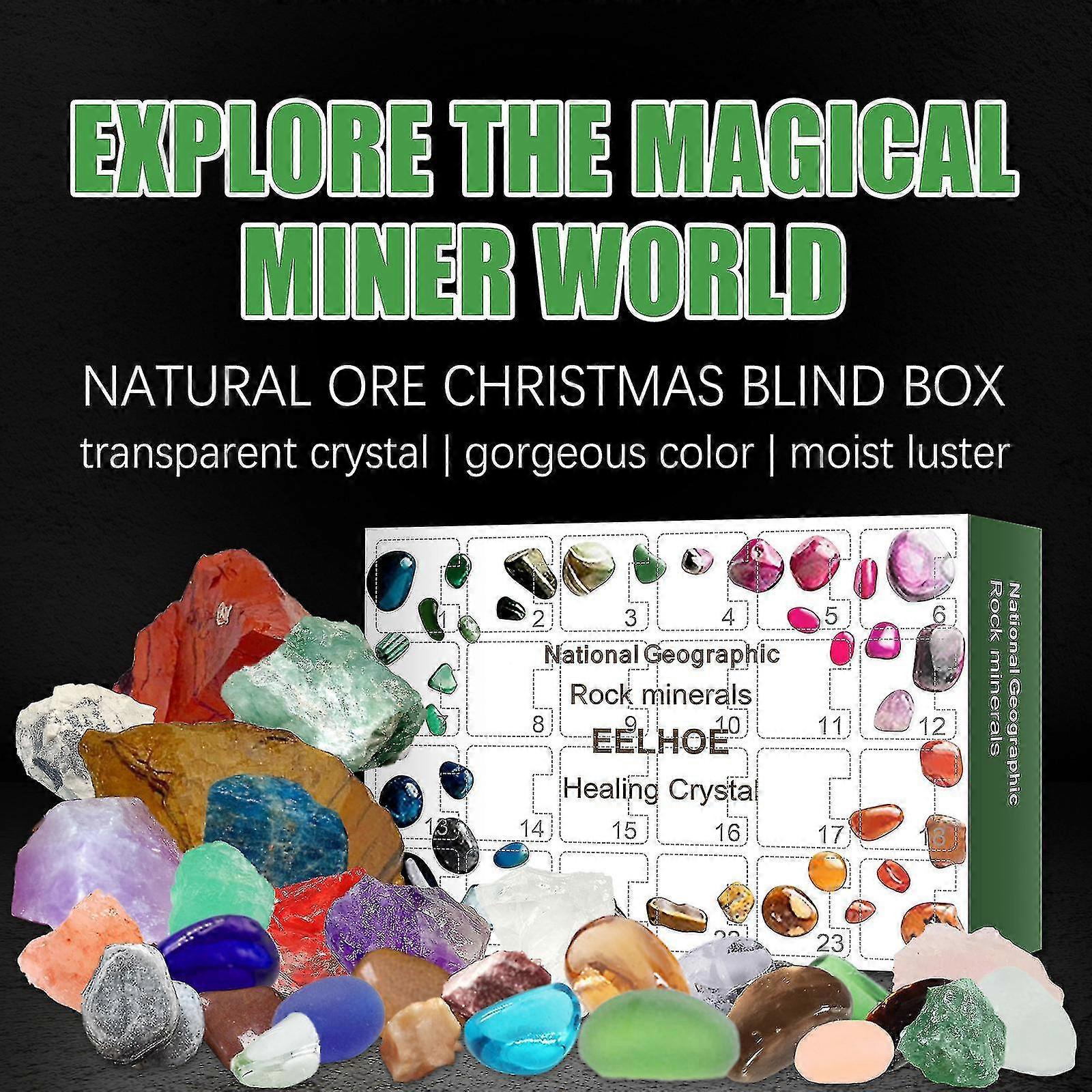 24 Pcs Ore Blind Box Crystal Advent Calendar 24 Days Count Down Stone ...