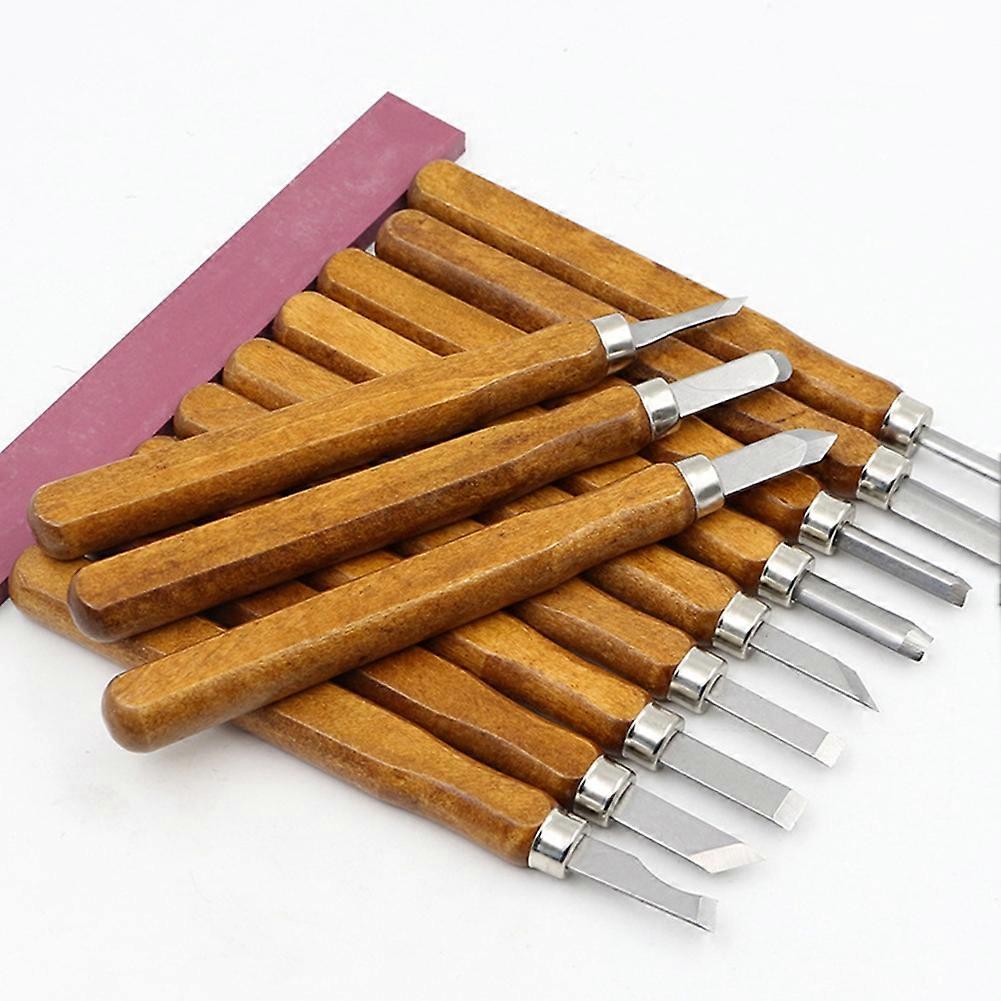 12Pcs/Set Imitation Mahogany Rubber Wood Carving Handcraft Cutter ...