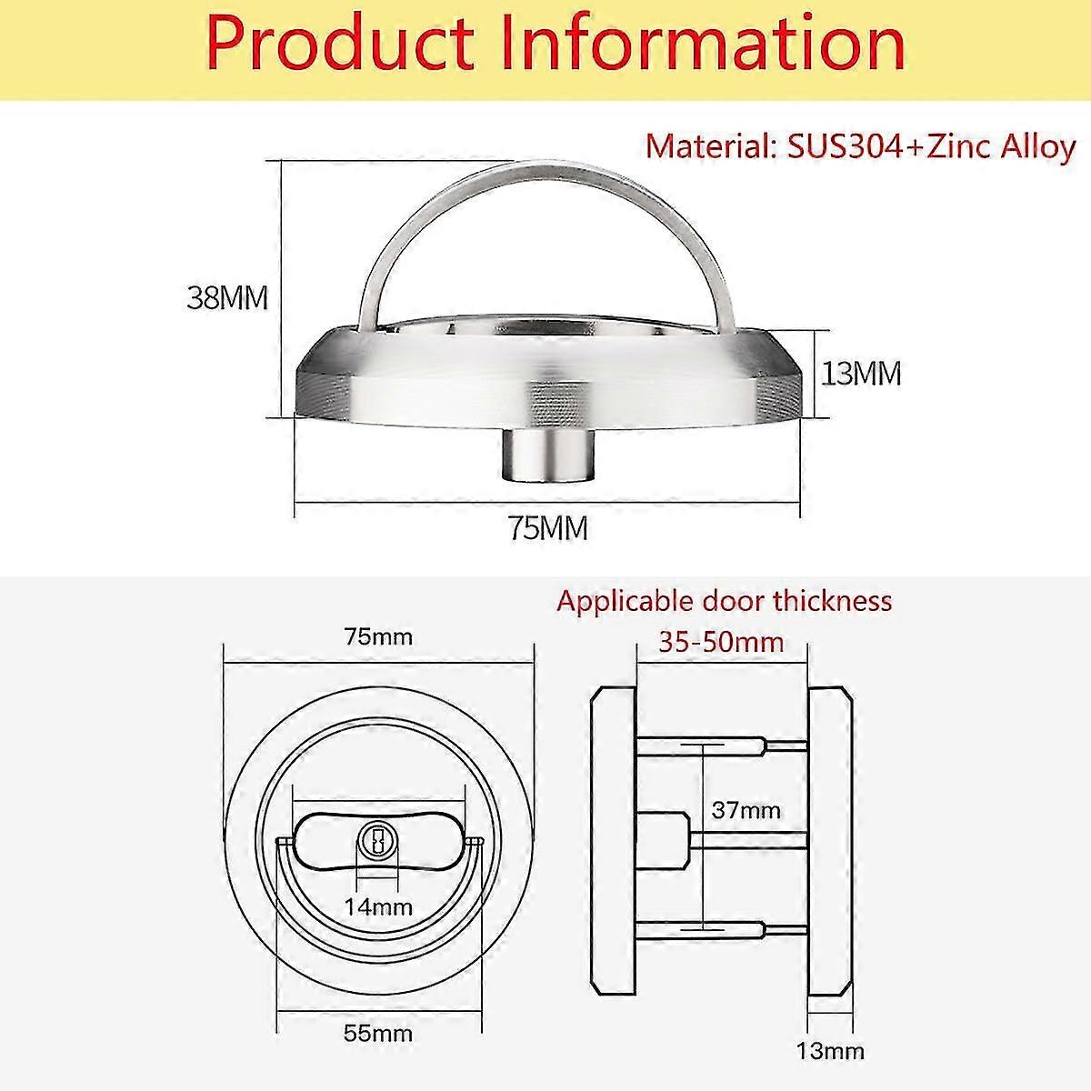 Round Pocket Door Lock, Recessed Handle Latch, Invisible Recessed Door ...