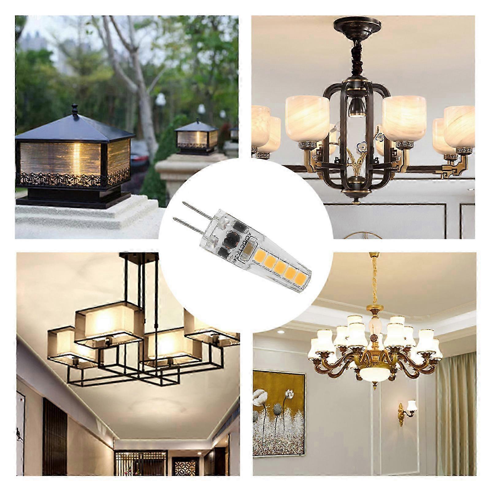 10PCS G4 LED Bulbs 3000K Warm White Lighting Dimmable G4 Bi-pin LED Bulb 2W Equivalent to 2000lm ...
