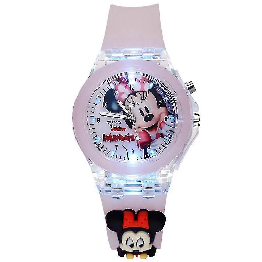 Kids Cartoon Silicone Night Luminous Quartz Watch Mickey Minnie ...