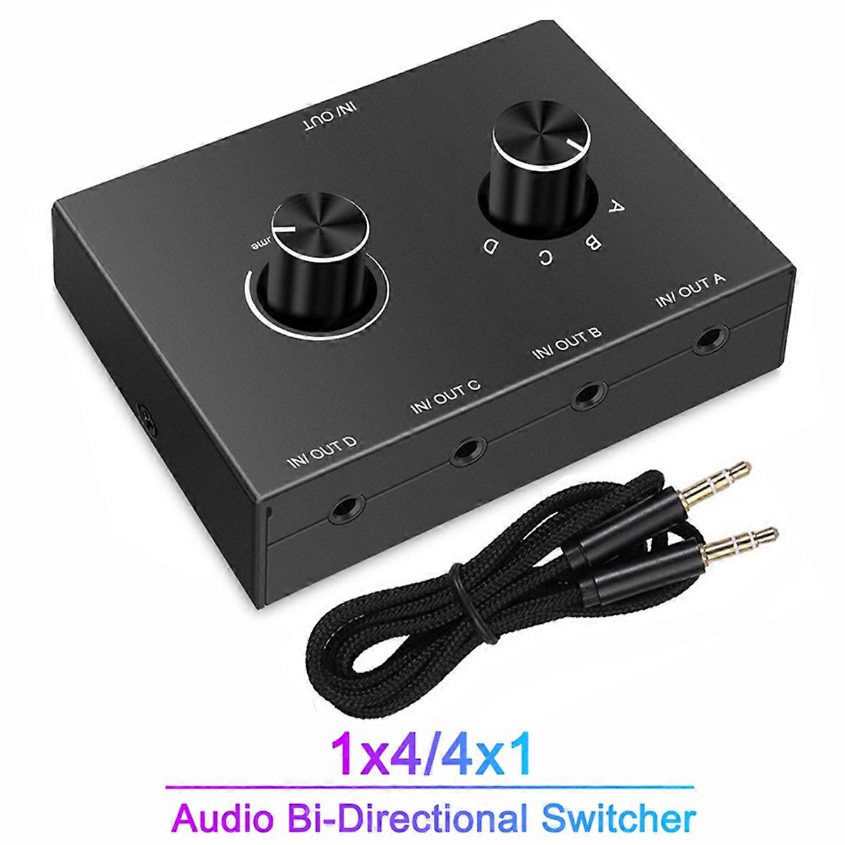 4 Way 3.5mm Jack Audio Switcher Stereo Bi-Directional Audio Switch ...