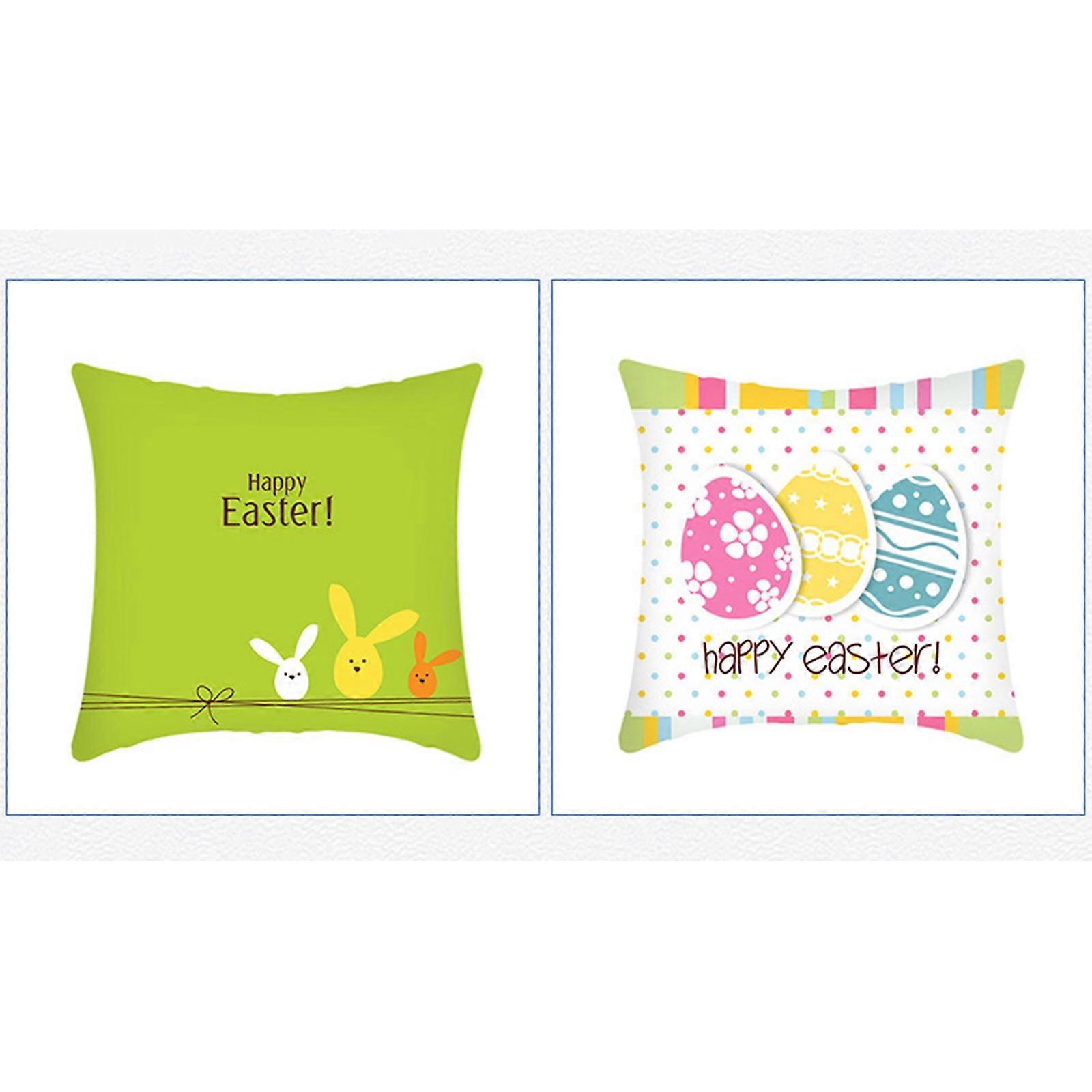 Happy Easter Pillow Cover Short Plush Bunny Egg Pillowcase Cushion ...