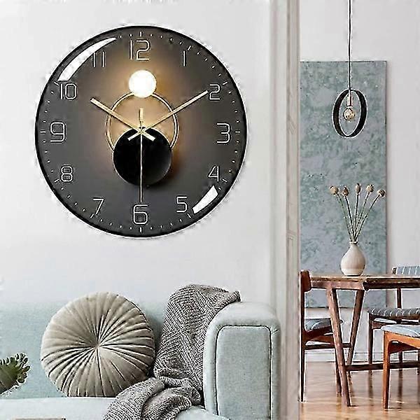 Modern silent wall clock, 30 cm diameter quartz (black) | Fruugo UK