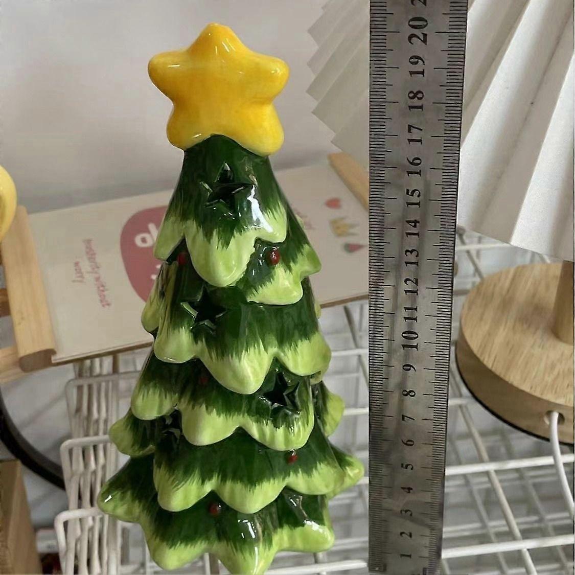 Creative Christmas Tree Night Light Ceramic Star Lamp Bedroom Desktop Decor | Fruugo UK