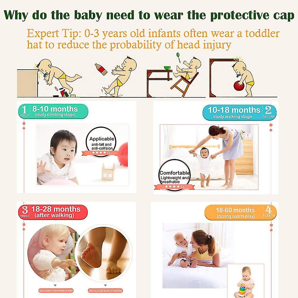 Infant Baby Safety Helmet Toddler Adjustable Protective Cap Children ...