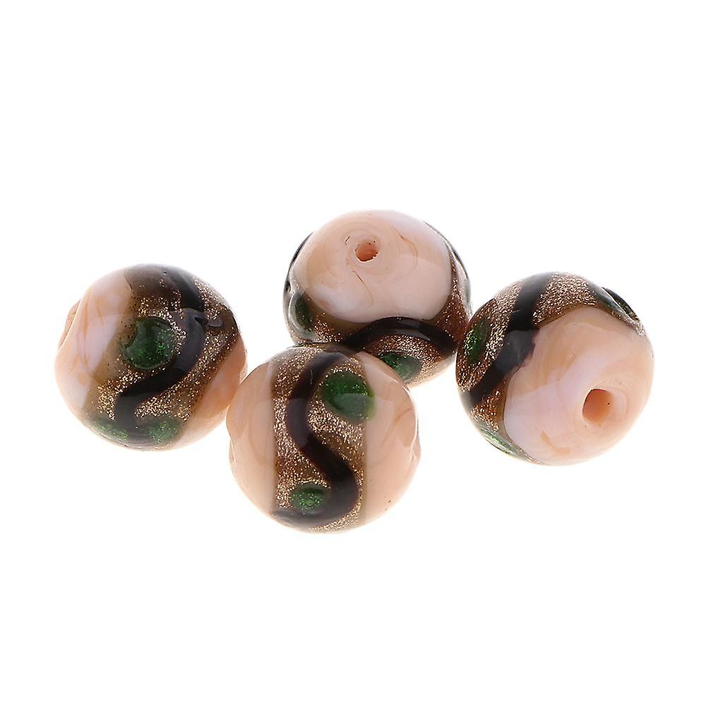 4 Pieces Gold Foil 12mm Lampwork Glass Round Beads For Jewelry Making ...