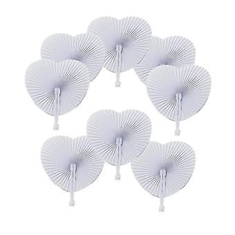 36 Pieces - Wedding Hand Fan Paper Fan Heart Shaped White Paper Fan ...