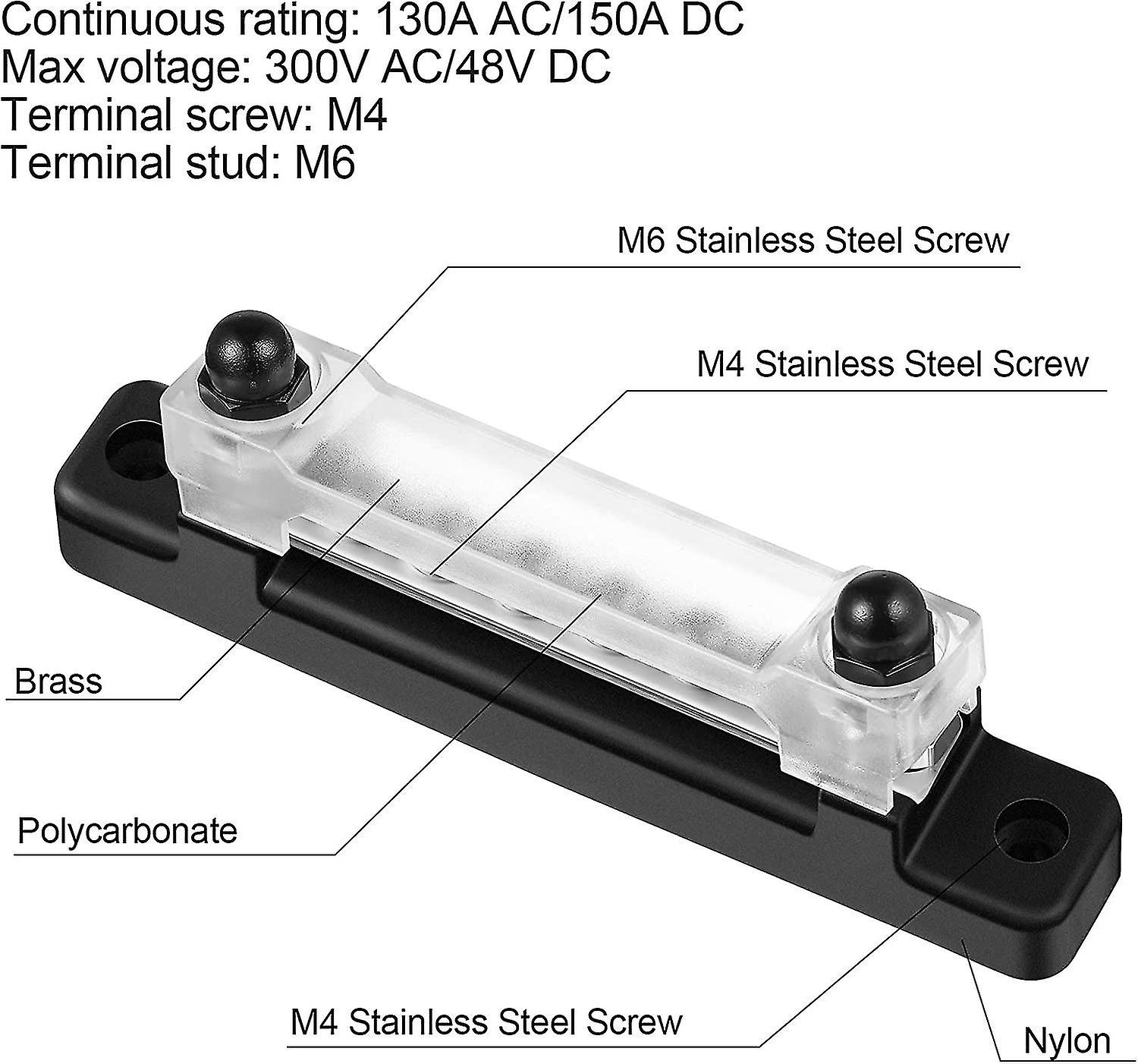 10-gang Busbar With Cover 6 Terminal Bus Bar 150 A Busbar Block With ...