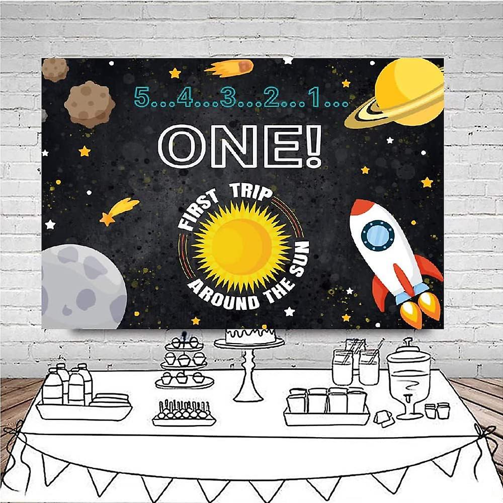 Cartoon Outer Space Rocket Kids Boys Birthday Party Backdrop Outer ...