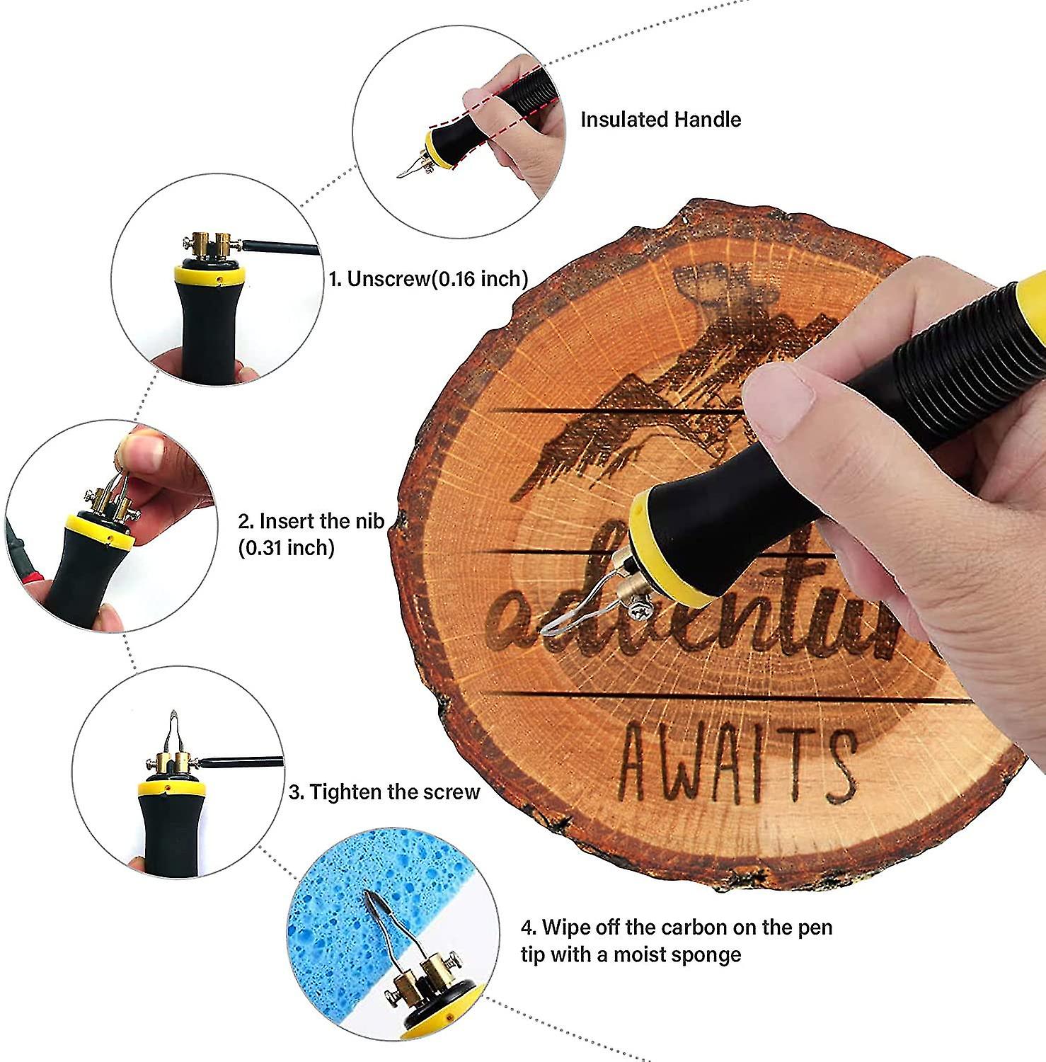 Pyrography Wood Burning Kit Wood Burner Tool Dual Pen 60w Upgraded ...