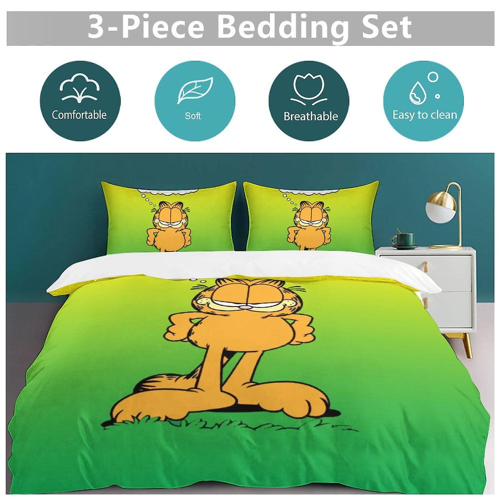 Garfield Bedding Sets Cute Bed Cover Anime Cartoon 3D Printed ...
