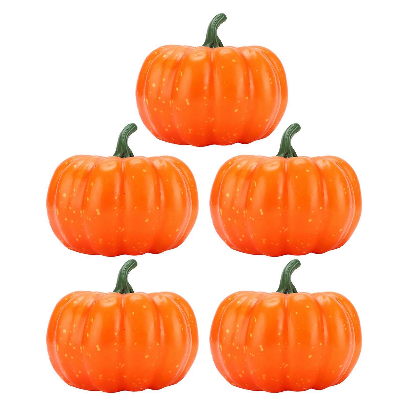 5pcs Craft Pumpkins Mini Plastic Orange Color Pumpkin Ornaments for DIY ...