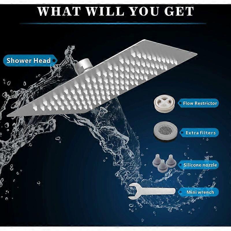 25cm Large Rainfall Shower - Square High Pressure Stainless Steel ...