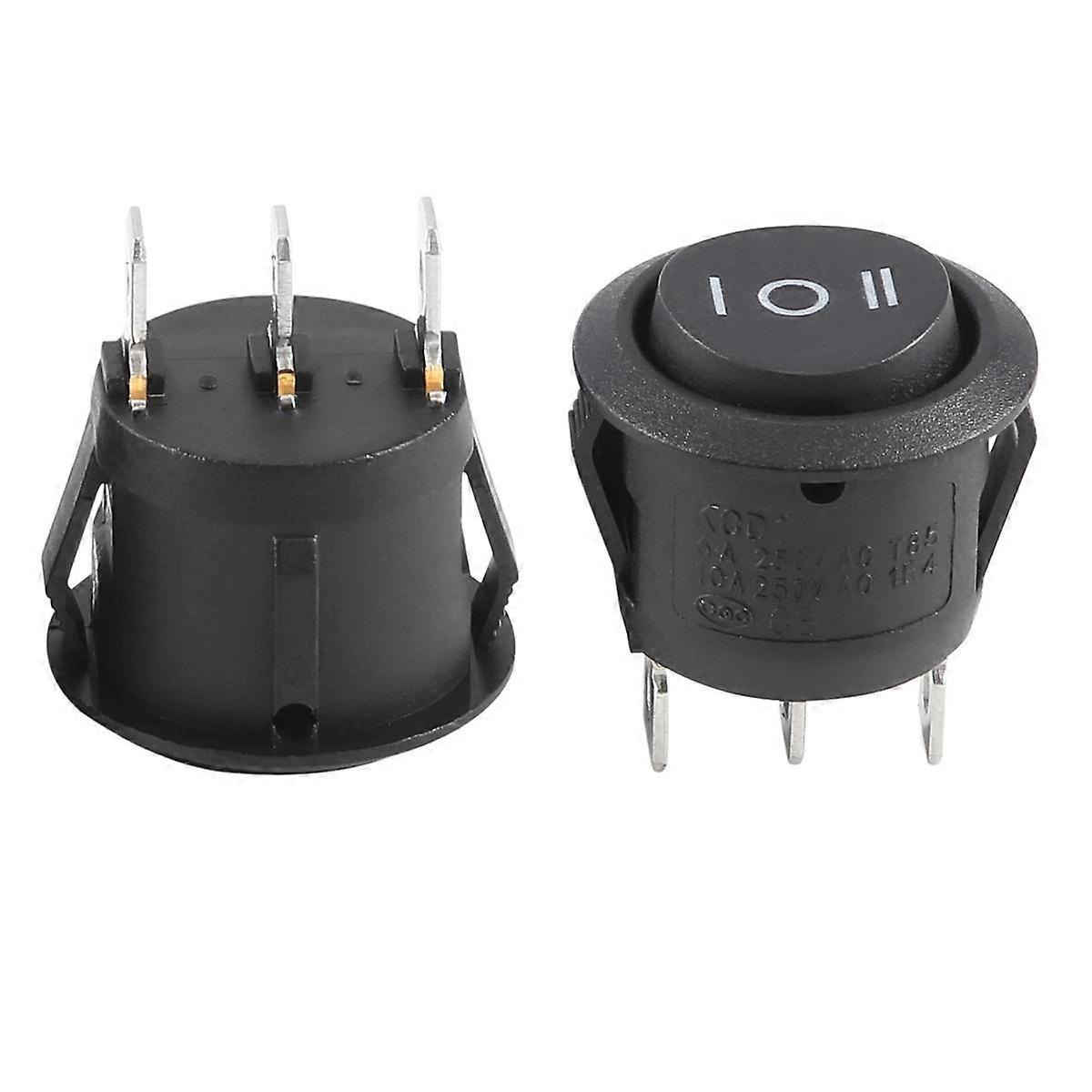 2 x AC 6A/250V 10A/125V 3 Pin SPDT ON/OFF/ON 3 Position Round Boat ...
