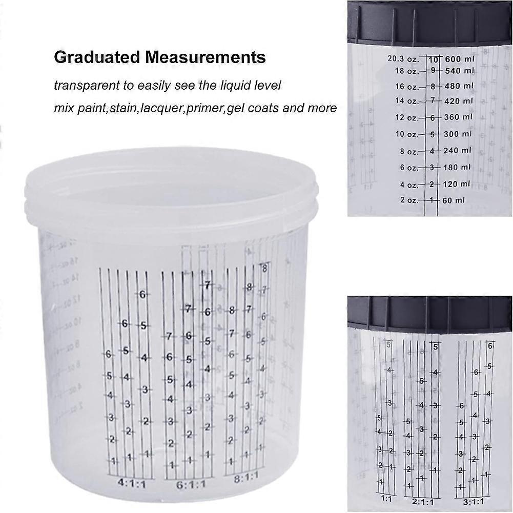 600ml Disposable Paint Cup with Connector Sprayer Cup Paint Mixing Cup ...